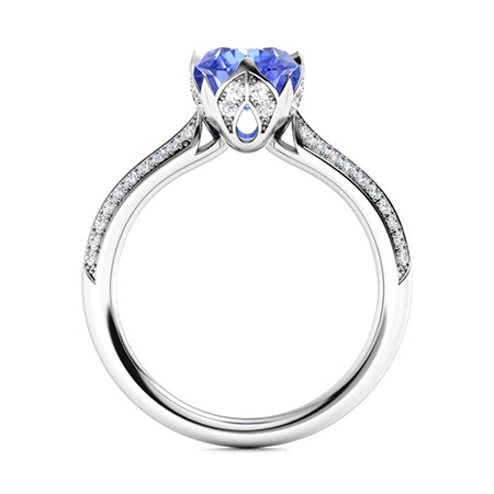Sophia Ring with Round Ceylon Sapphire, SI Diamond | 1.88 carats Round ...