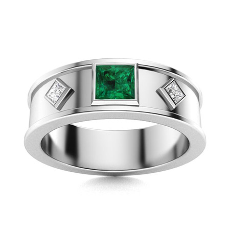 Men's Emerald Rings | Men's Emerald Wedding Bands | Diamondere