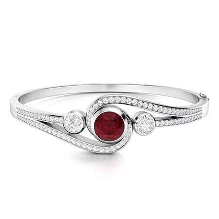 Suze Bangle with Round Ruby, SI Diamond | 4.22 carats Round Ruby ...