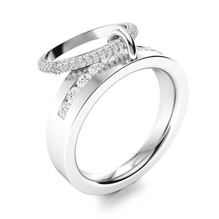 Trace Ring with Round SI Diamond | 0.5 carats Round SI Diamond Cocktail ...