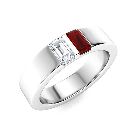 Trysta Men's Ring with Emerald cut Garnet, VS Diamond | 0.6 carats ...