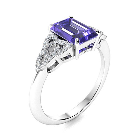 Utah Ring with Emerald cut Tanzanite, SI Diamond | 1.98 carats ...
