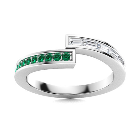 Vanart Ring with Round Emerald, VS Diamond | 0.48 carats Round Emerald ...