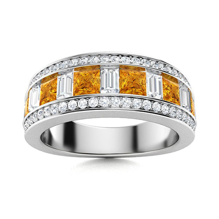 Men's Orange Sapphire Wedding Bands | Men's Orange Sapphire Rings ...
