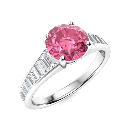 Weiss Ring with Round Pink Sapphire, VS Diamond | 1.99 carats Round ...