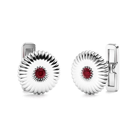 Yonkers Cufflinks with Round Ruby | 0.5 carats Round Ruby Cufflinks in ...
