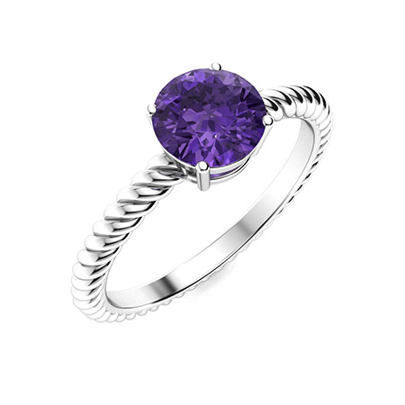 Zane Ring with Round Amethyst | 0.52 carats Round Amethyst Solitaire ...